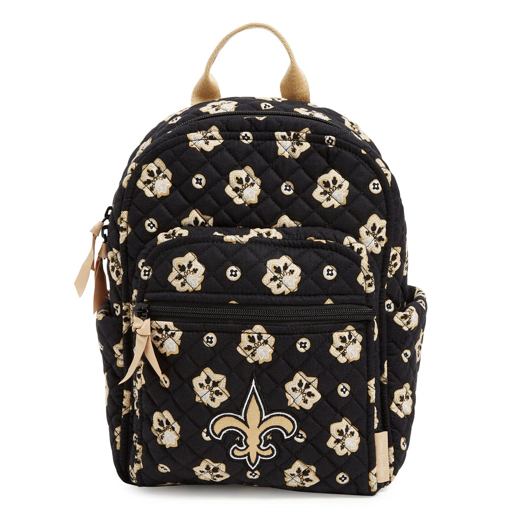 Black NFL Small Backpack - New Orleans Saints Bandana | Vera Bradley